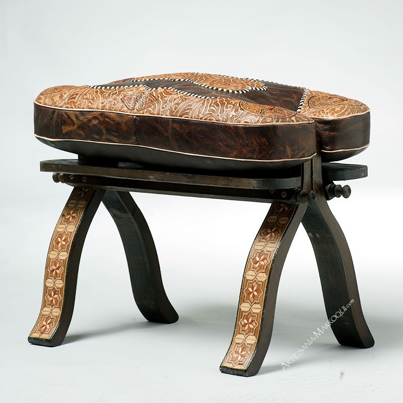 Tabouret marron taché | artesania-marroqui.com Tabouret marron taché | artesania-marroqui.com