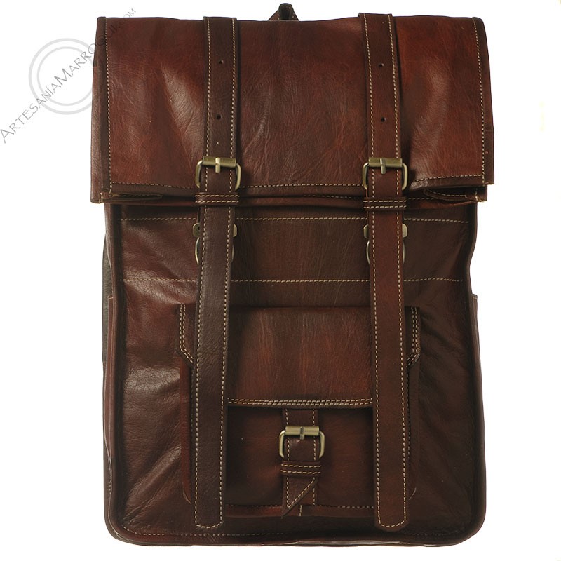 Omar dark leather backpack | Artesanía-Marroquí.com