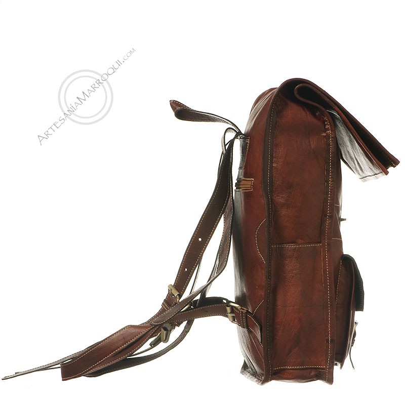 Omar dark leather backpack | Artesanía-Marroquí.com