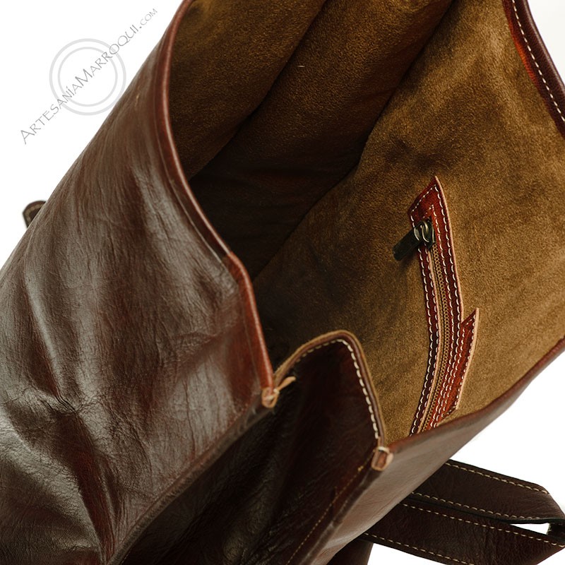Omar dark leather backpack | Artesanía-Marroquí.com