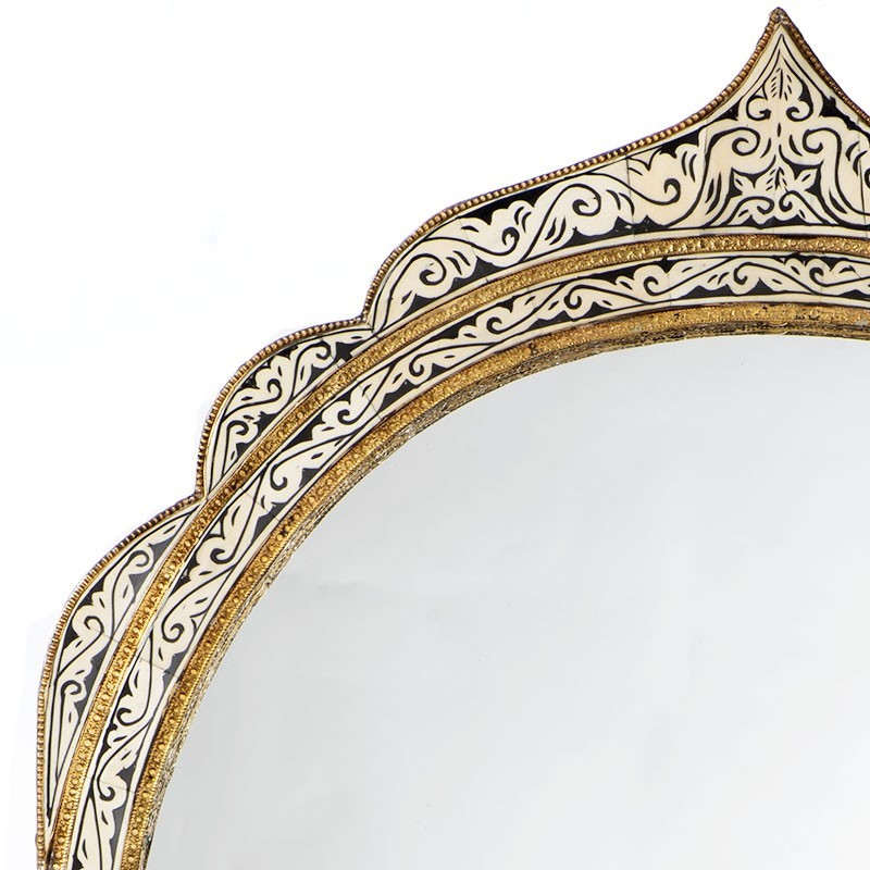 Arabic mirror 060x090 cm in white bone and copper | kinamour.com