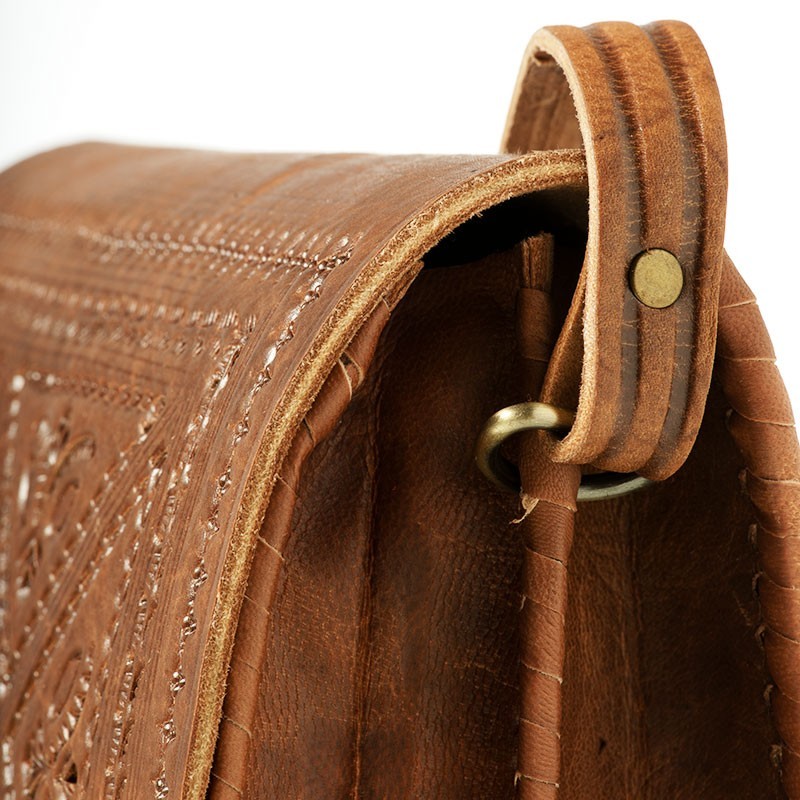 Sac á main en cuir Marrakech camel| Artesanía-Marroquí.com