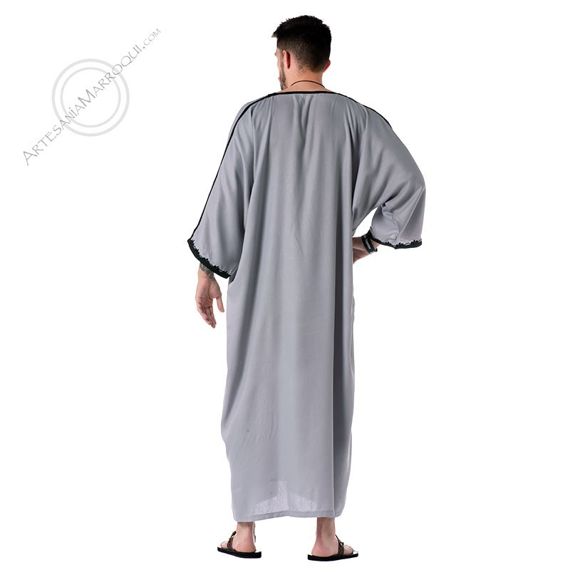 Gandora gris con bordados negros | artesania-marroqui.com